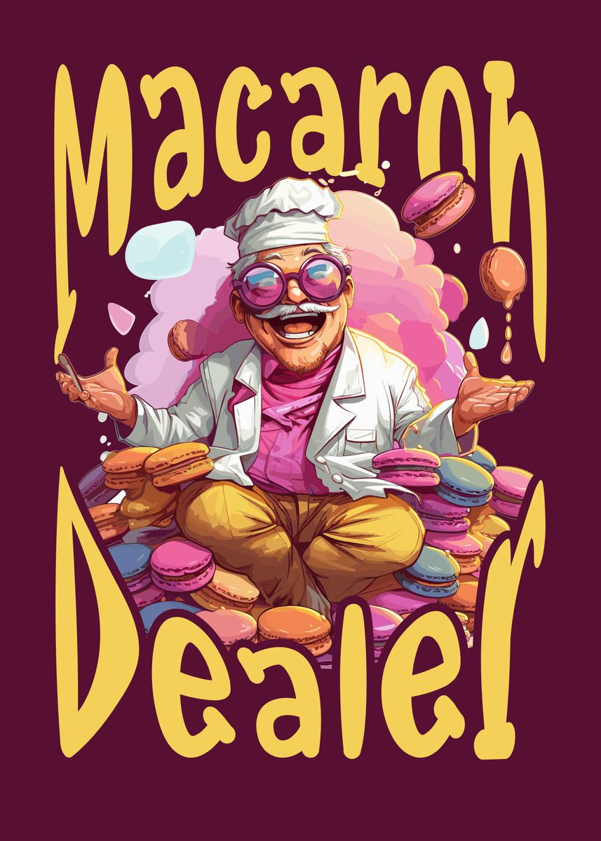 'Cool French Macaroon Baker' Poster, picture, metal print, paint by ...