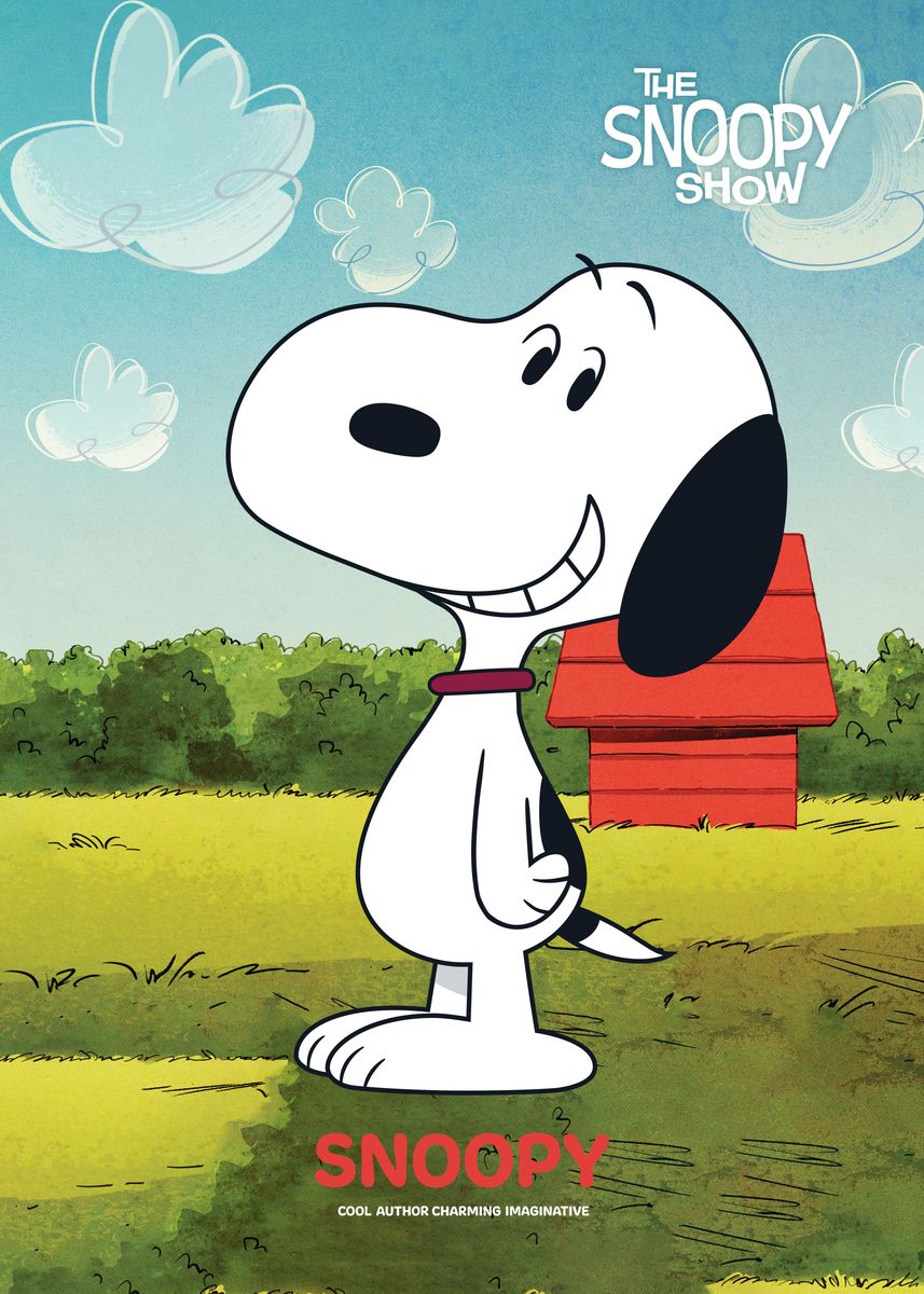 'Smiling Snoopy' Poster, picture, metal print, paint by Peanuts | Displate
