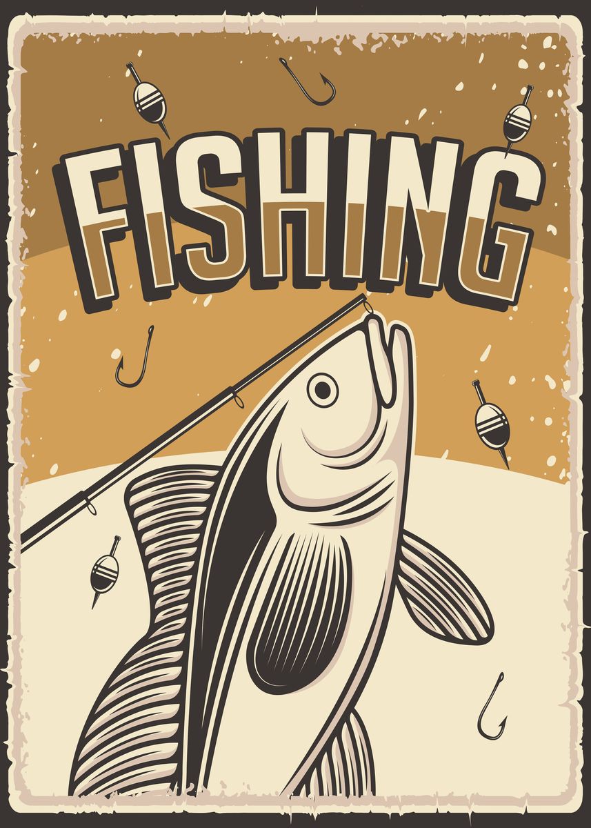 'Bass Fishing' Poster, picture, metal print, paint by XandYart | Displate