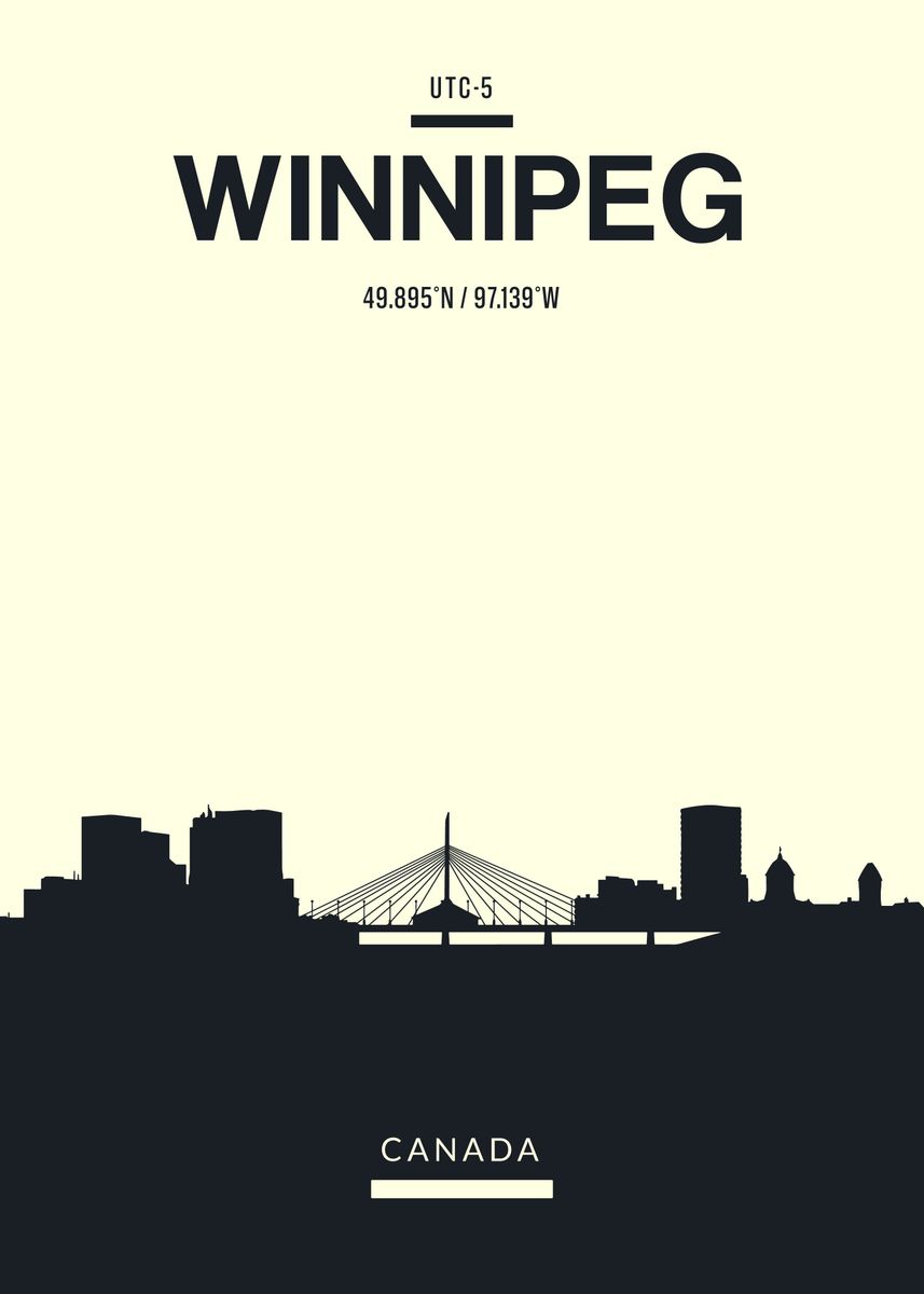 'Winnipeg Canada Skyline' Poster, picture, metal print, paint by Zero ...