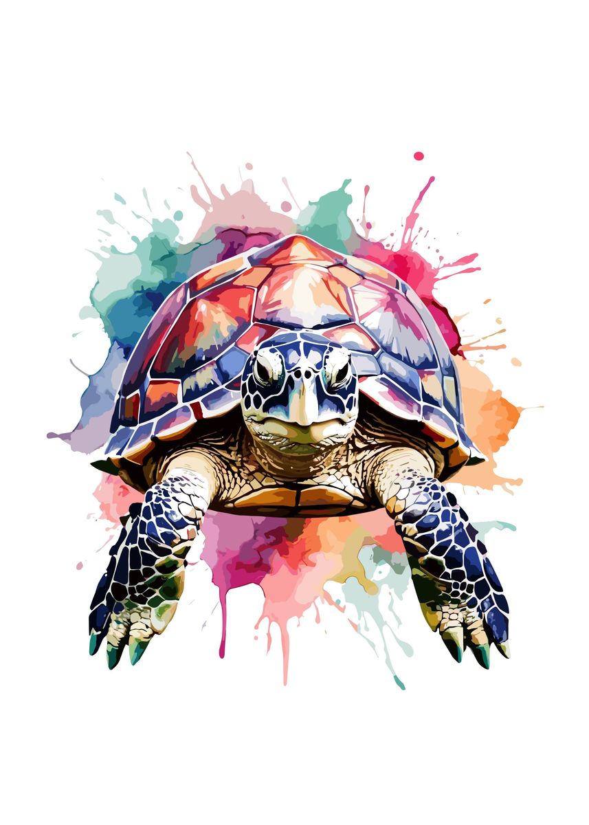 'Turtle Face' Poster, picture, metal print, paint by Jaman Store Art ...