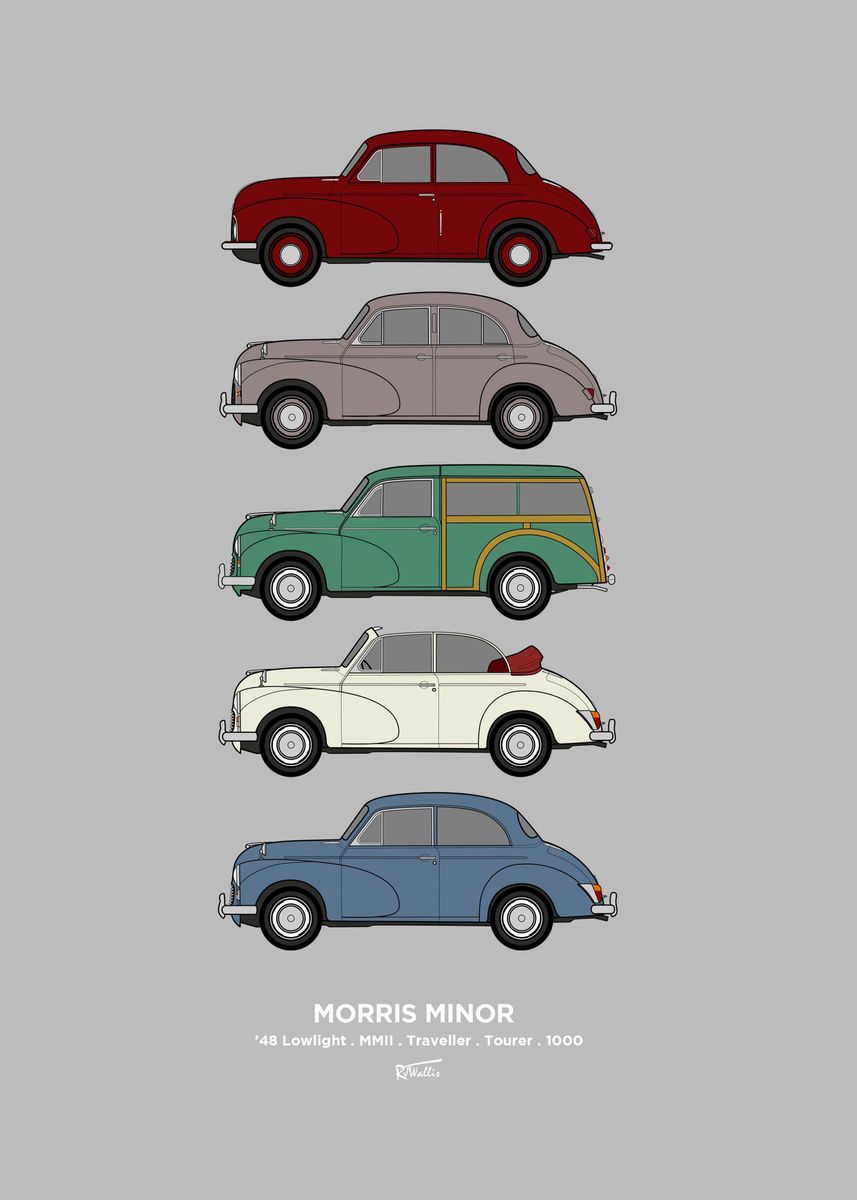 'Morris Minor collection' Poster, picture, metal print, paint by ...