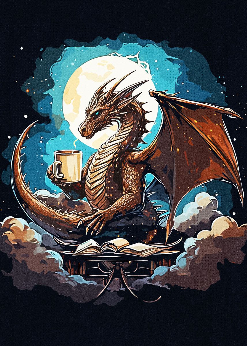 'Coffee Dragon' Poster, picture, metal print, paint by Coffee Design ...