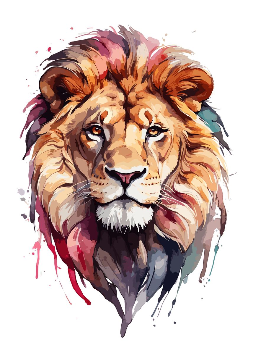 'Lion Face' Poster, picture, metal print, paint by Jaman Store Art ...