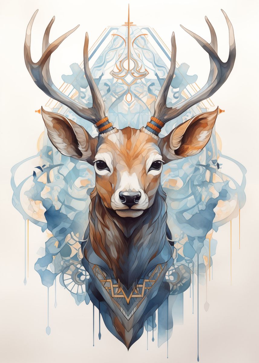 'Deer' Poster, picture, metal print, paint by Nathan De Pachtere | Displate