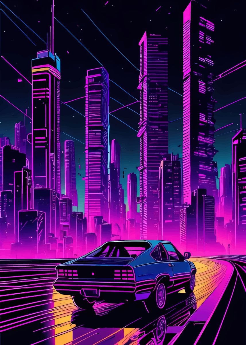 'Retro wave Car' Poster, picture, metal print, paint by Bernard Duke ...