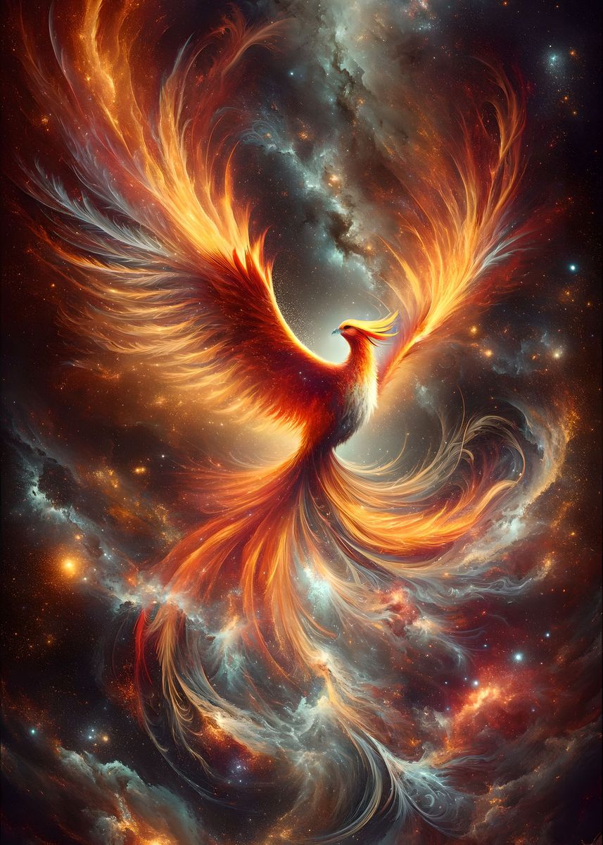 'Cosmic phoenix' Poster, picture, metal print, paint by ArriesEcoArts ...