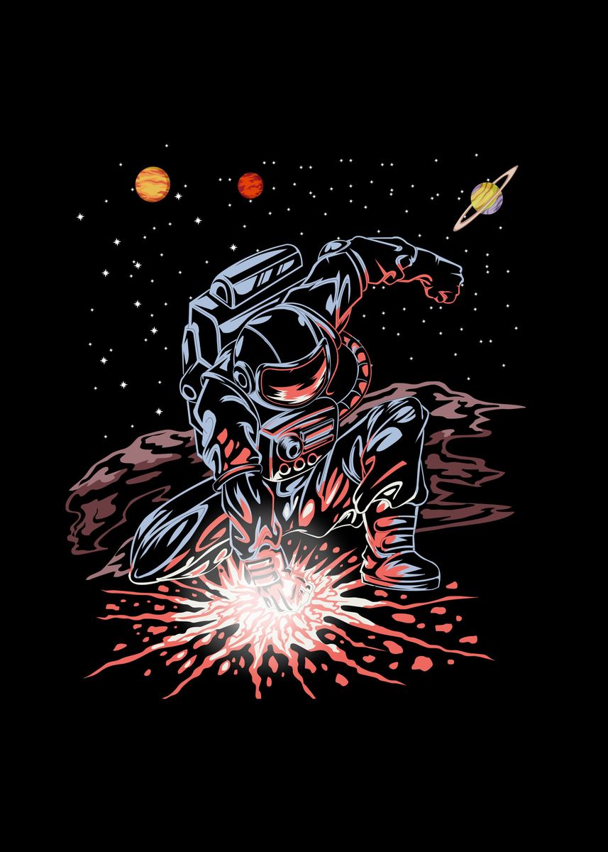 'astronaut punch' Poster, picture, metal print, paint by Yacoub Al ...