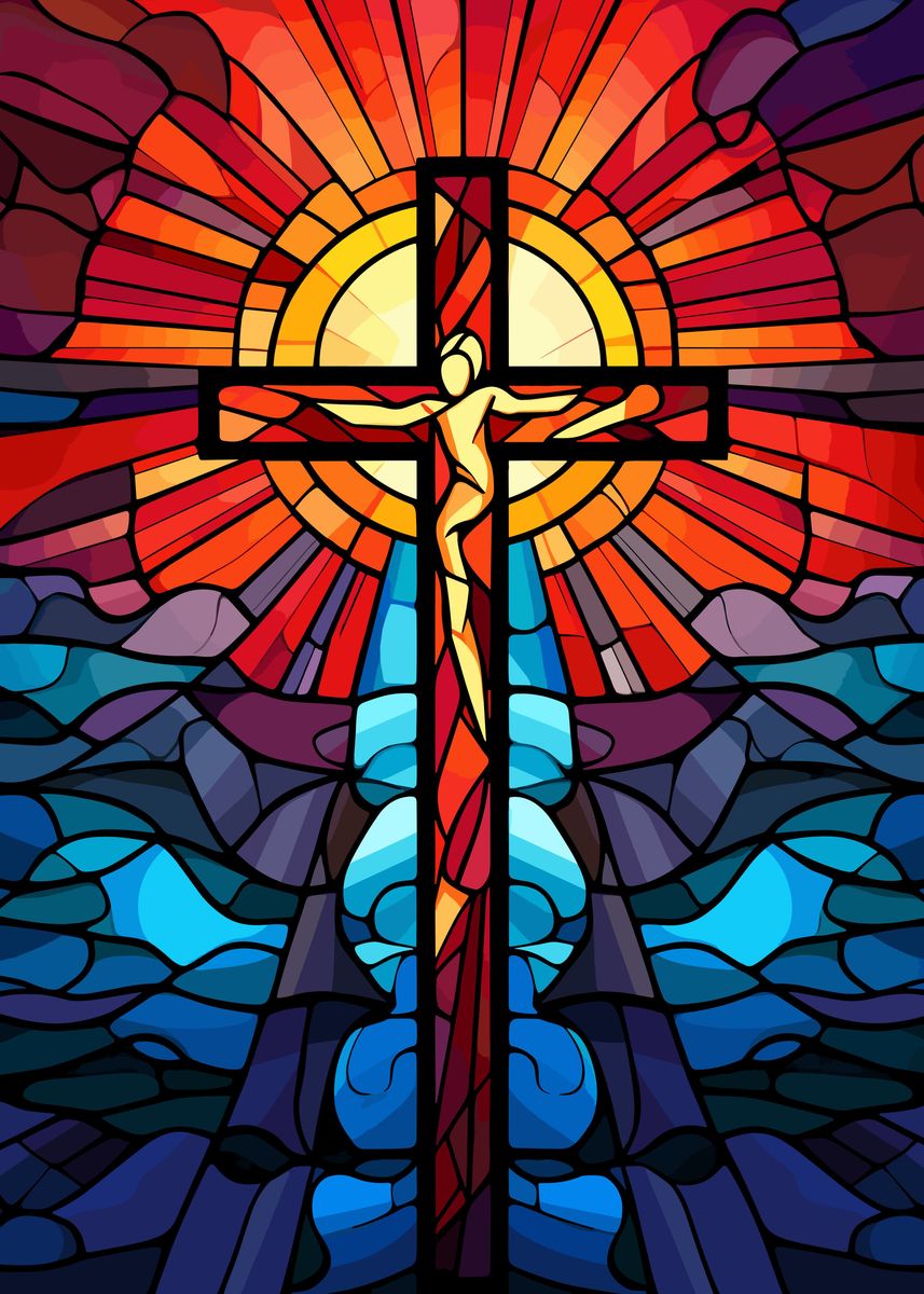 'Christian Cross Jesus' Poster, picture, metal print, paint by Mesh ...