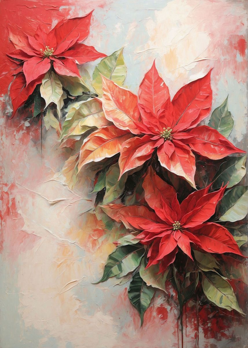 'Christmas Poinsettia' Poster, picture, metal print, paint by LP Design ...