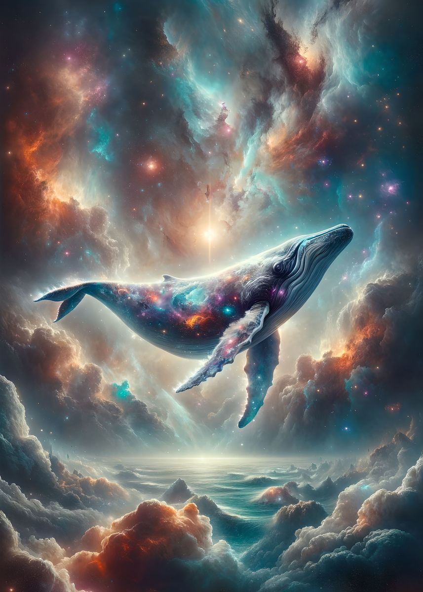 'Cosmic whale' Poster, picture, metal print, paint by ArriesEcoArts ...