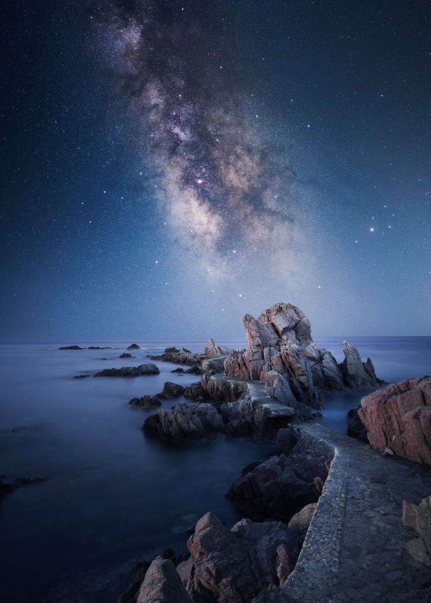 'Starry night ocean' Poster, picture, metal print, paint by Inception ...