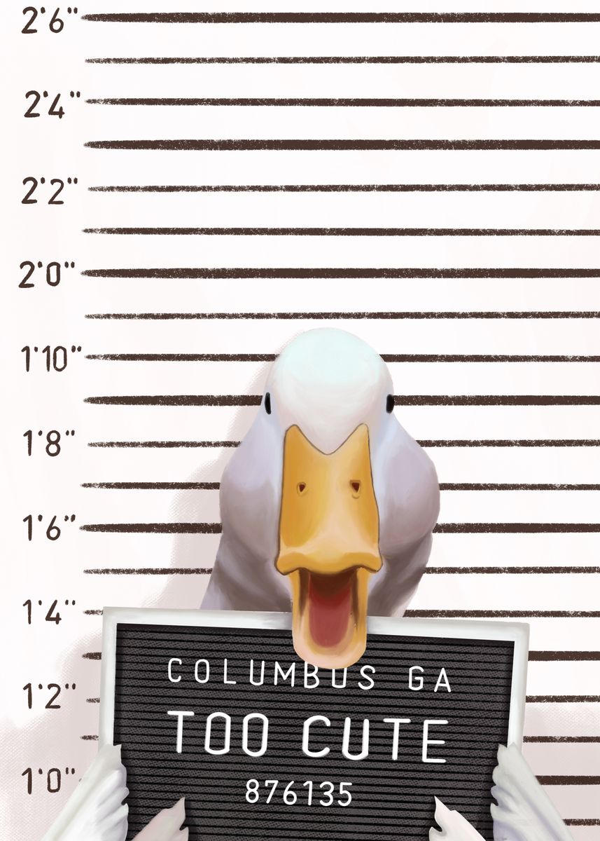 'Duck Mug Shot' Poster, picture, metal print, paint by Mild worlds ...
