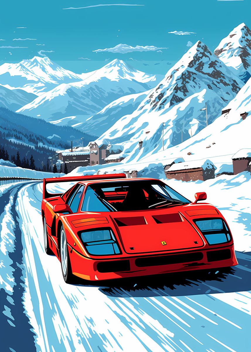 'Ferrari Red Car' Poster, picture, metal print, paint by sofian rafyq ...