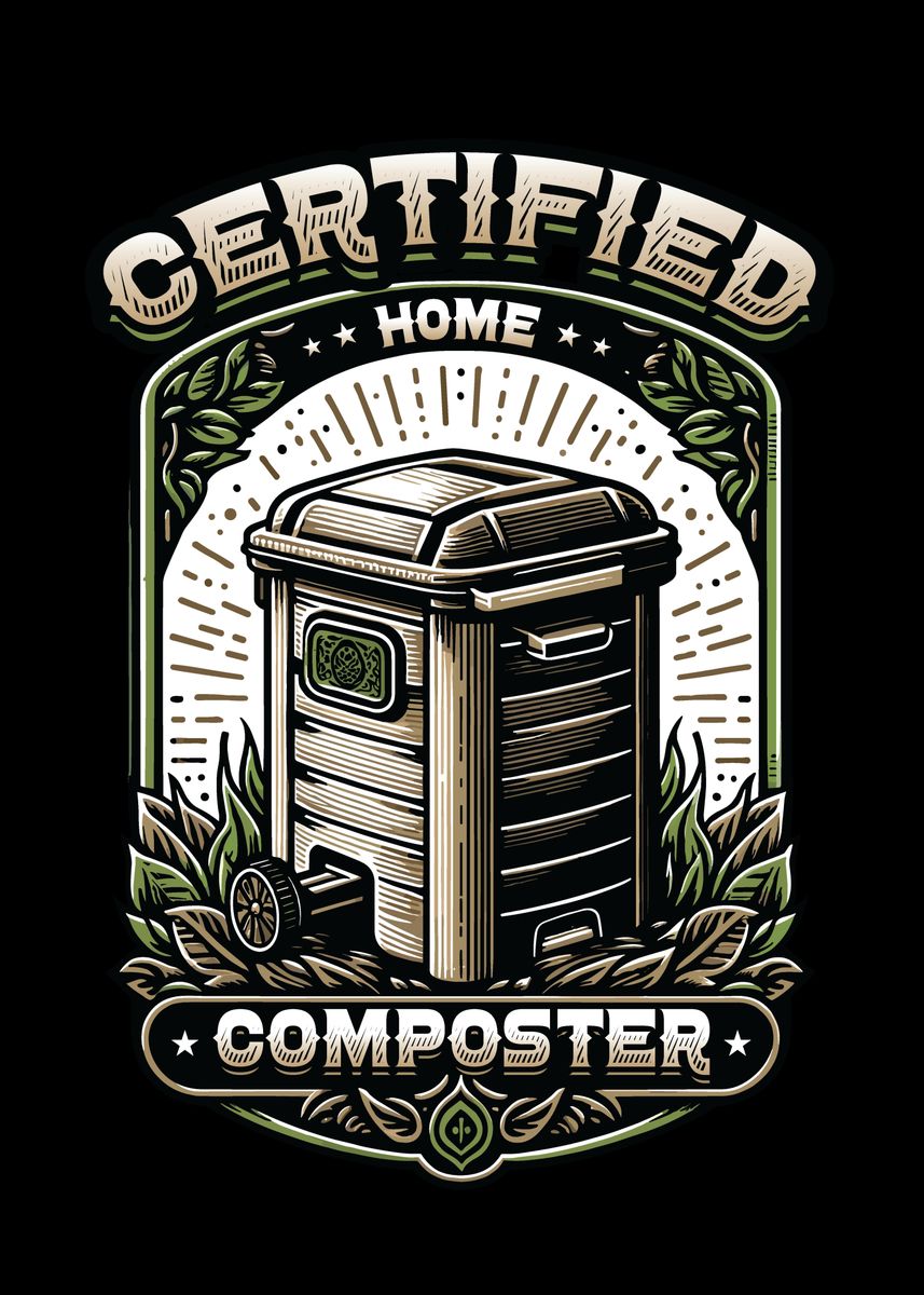 'Certified Home Composter' Poster, picture, metal print, paint by ...