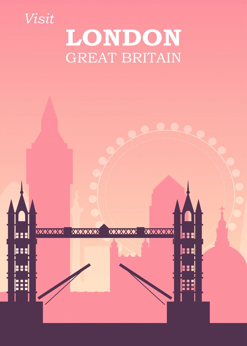 'London UK Travel Poster' Poster, picture, metal print, paint by ...