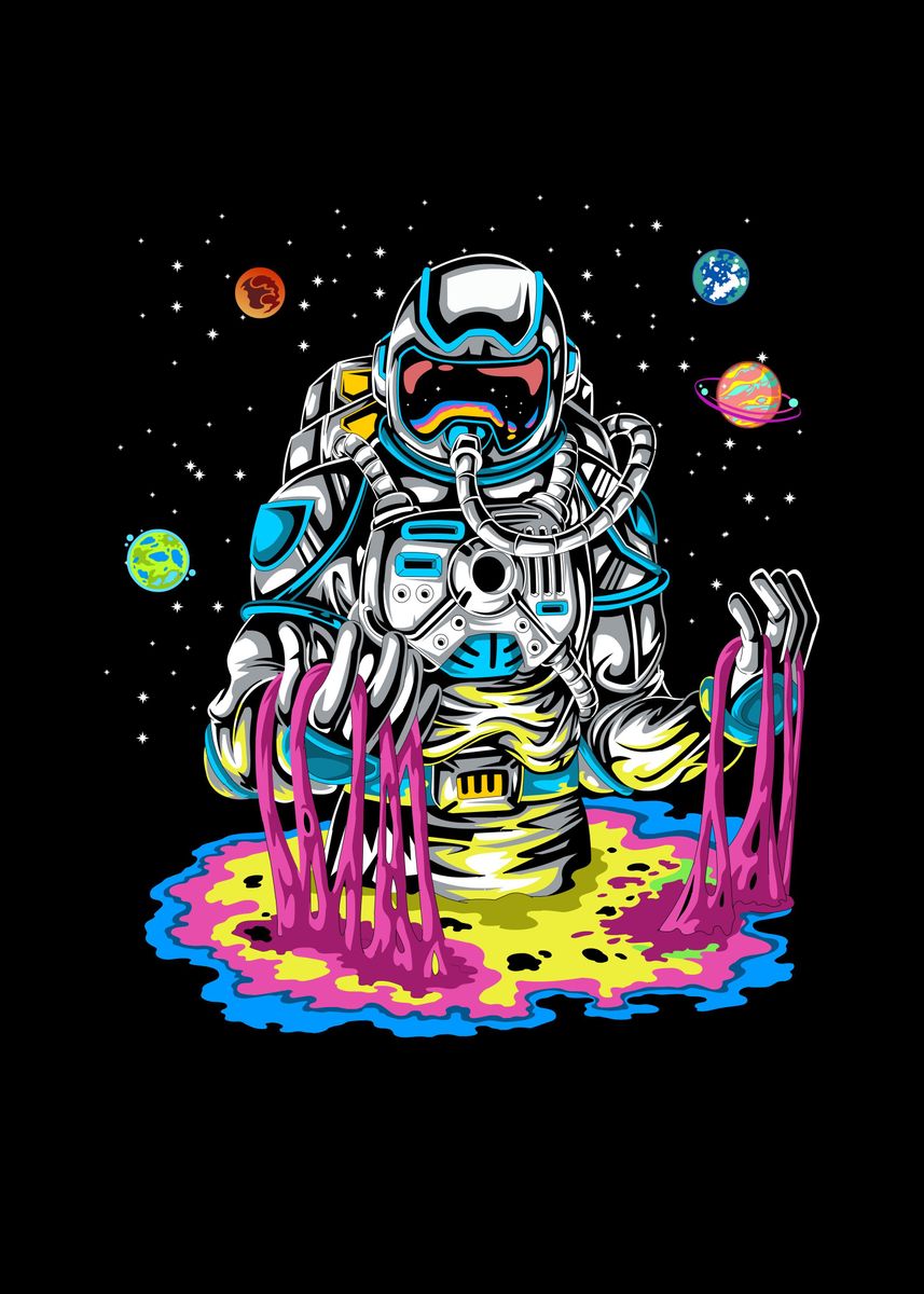 'astronaut drip' Poster, picture, metal print, paint by Yacoub Al ...