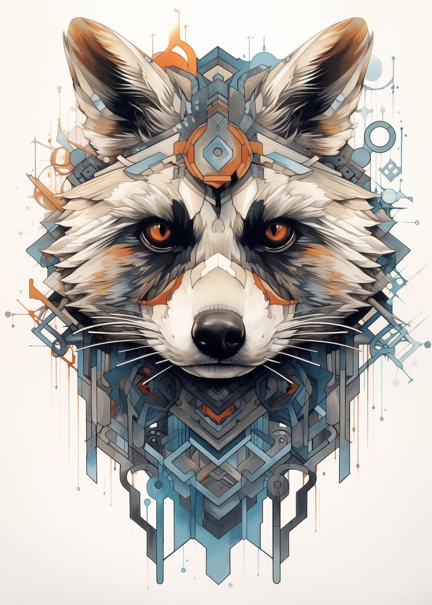 'Raccoon' Poster, picture, metal print, paint by Nathan De Pachtere ...