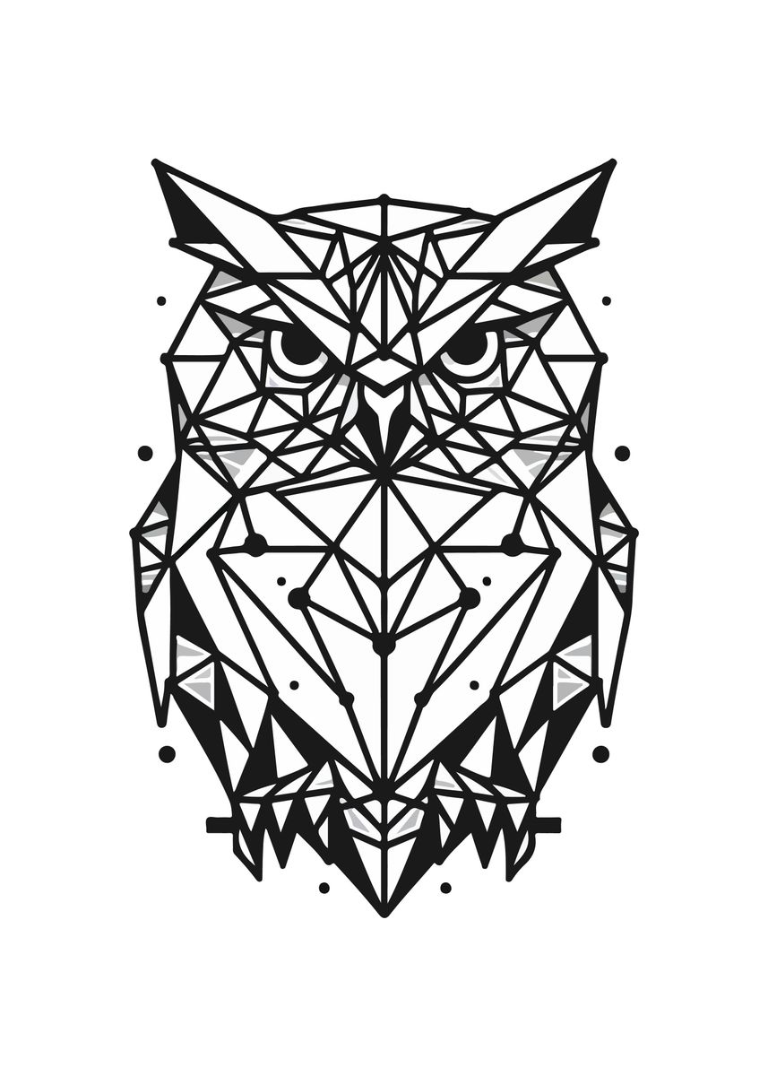 'Owl Geometric Design' Poster, picture, metal print, paint by Sabiqul ...