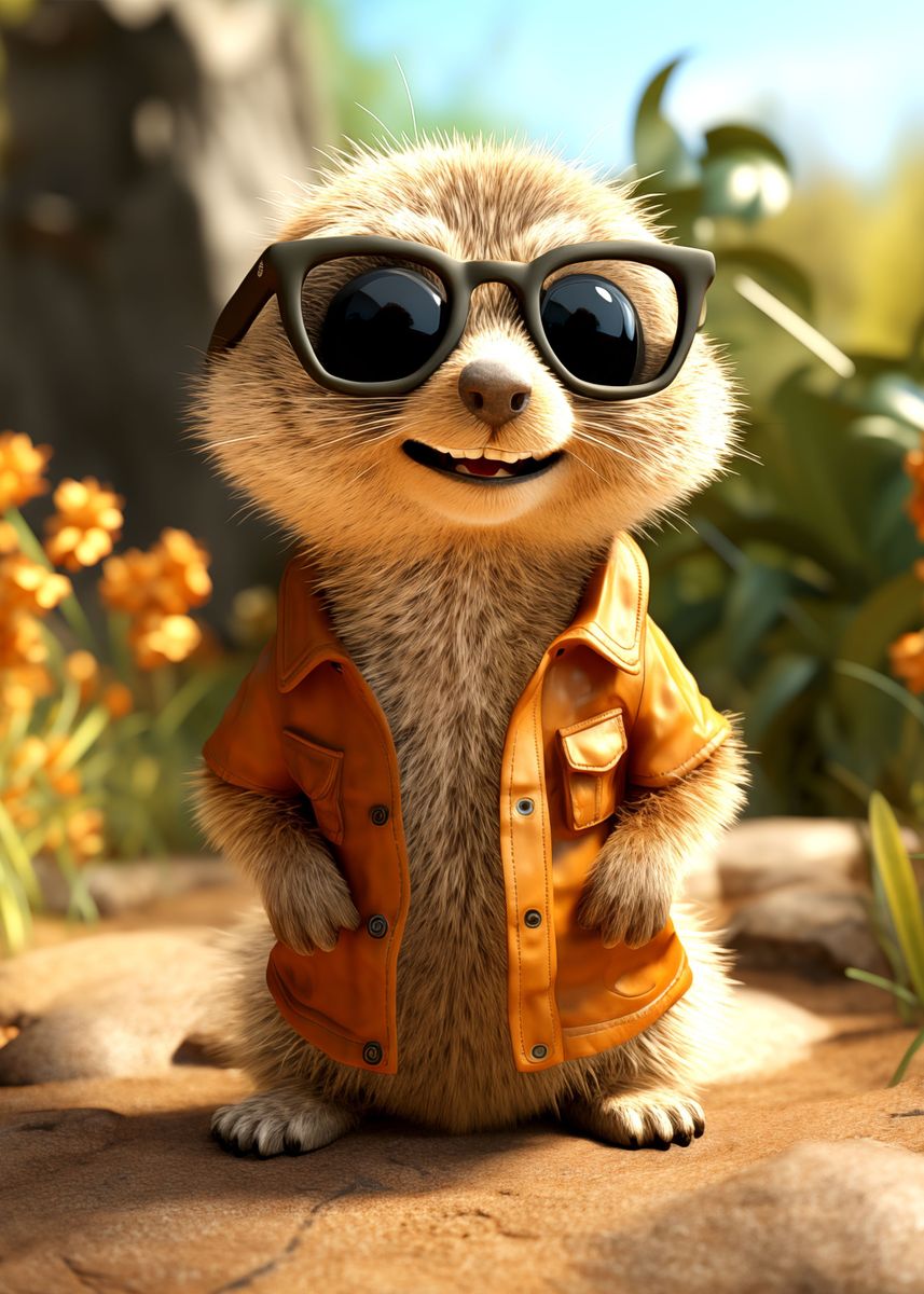 'Cute Meerkat Erdmaennchen' Poster, picture, metal print, paint by ...