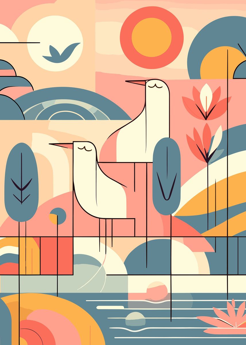 'Bird Park' Poster, picture, metal print, paint by Ba Ab | Displate