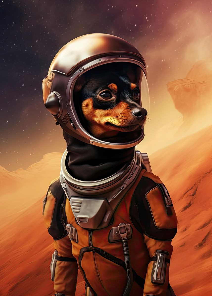 'Miniature Pinscher Mars' Poster, picture, metal print, paint by PetPrints | Displate