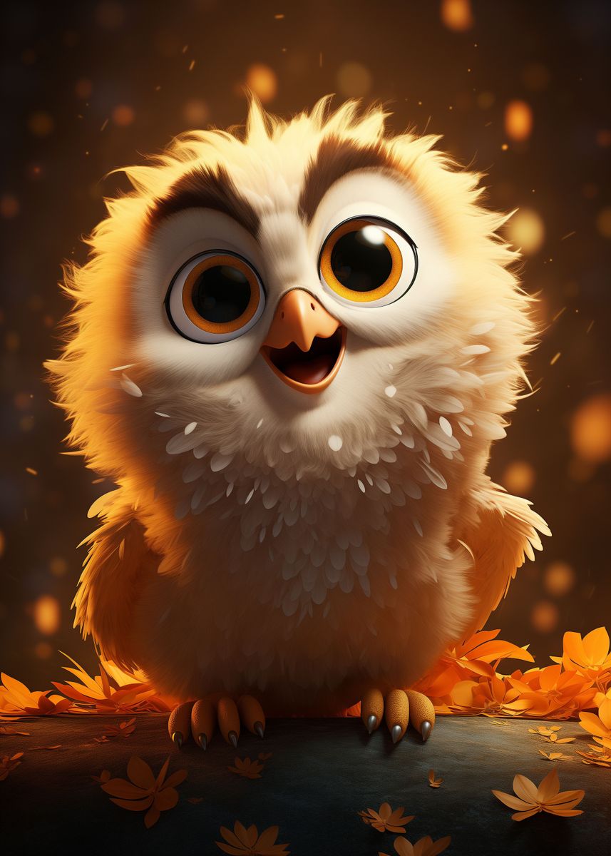 'Owls Wisdom Glow' Poster, picture, metal print, paint by Davia Jleeyah ...