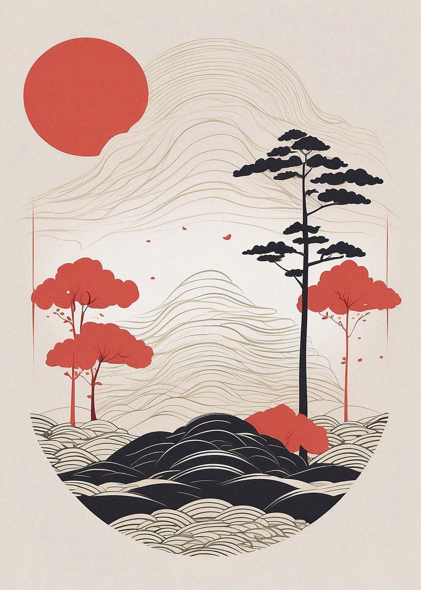 'minimalist zen lines' Poster, picture, metal print, paint by EDSON ...