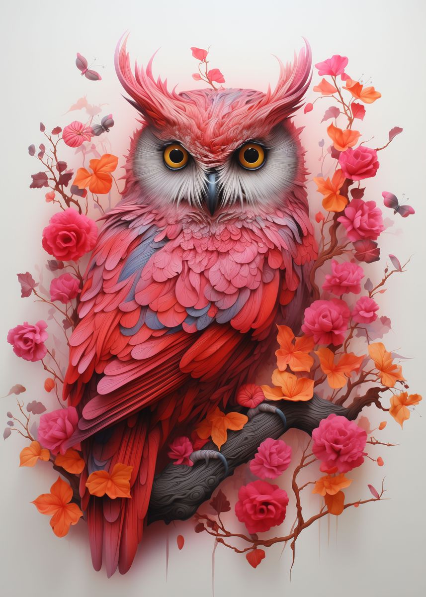 'Owl in Silent Flight' Poster, picture, metal print, paint by Davia ...
