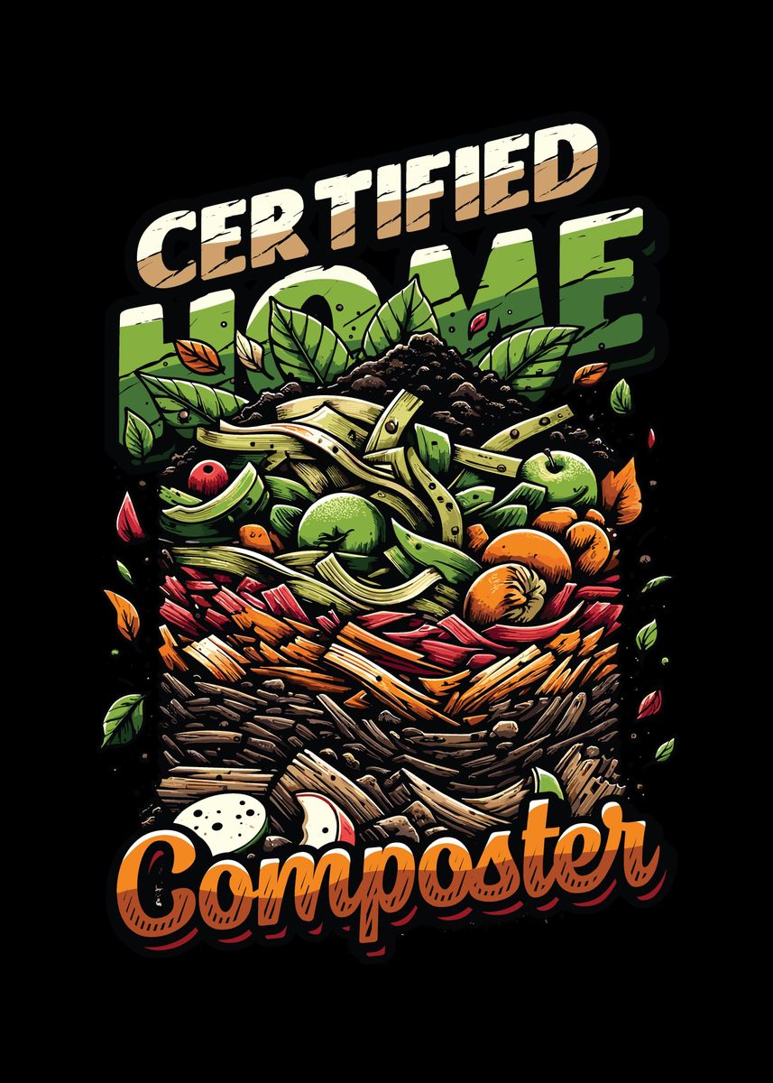 'Certified Home Composter' Poster, picture, metal print, paint by ...