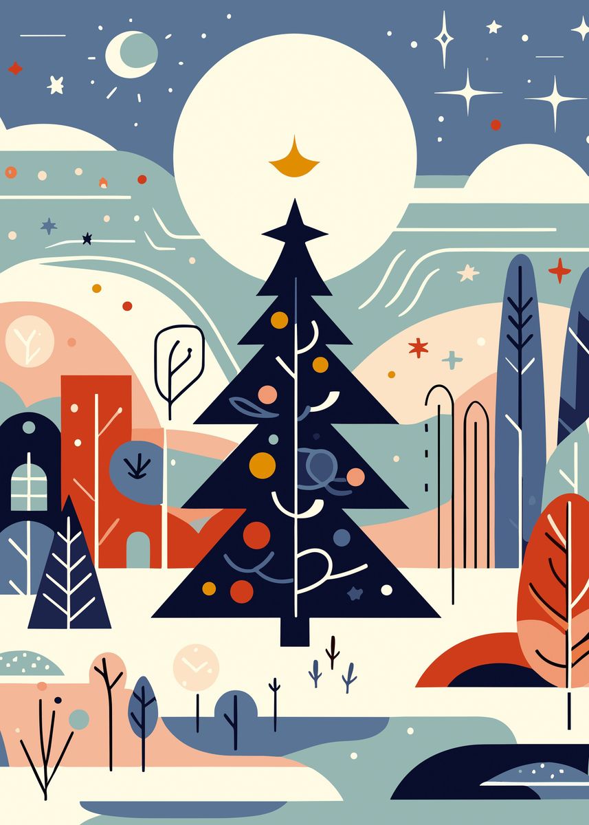 'Winter Holiday' Poster, picture, metal print, paint by Ba Ab | Displate