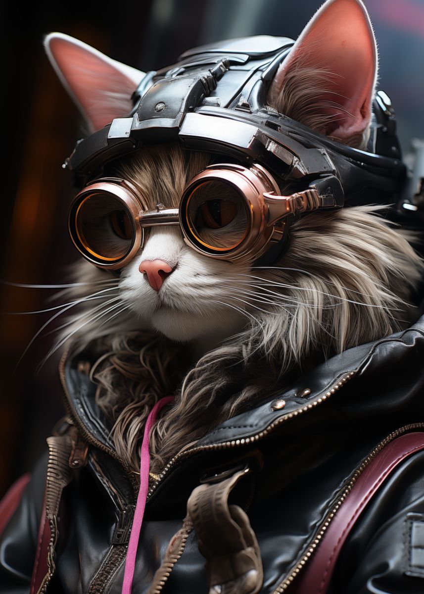 'Cyberpunk Cat' Poster, picture, metal print, paint by Danilo de ...