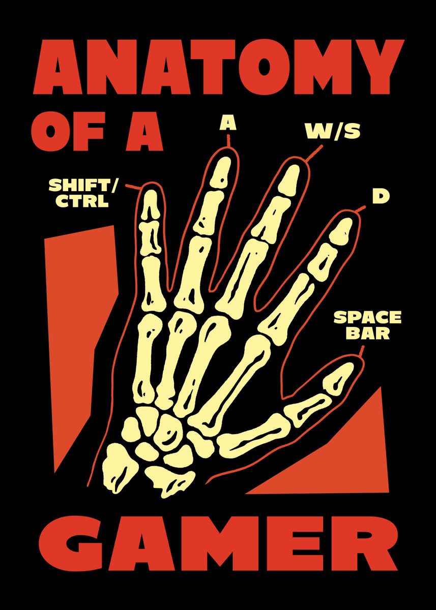 'Anatomy of A Gamer' Poster, picture, metal print, paint by Adam | Displate