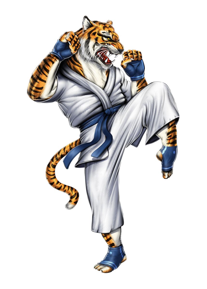 'Tiger Martial Arts Fighter' Poster, picture, metal print, paint by ...
