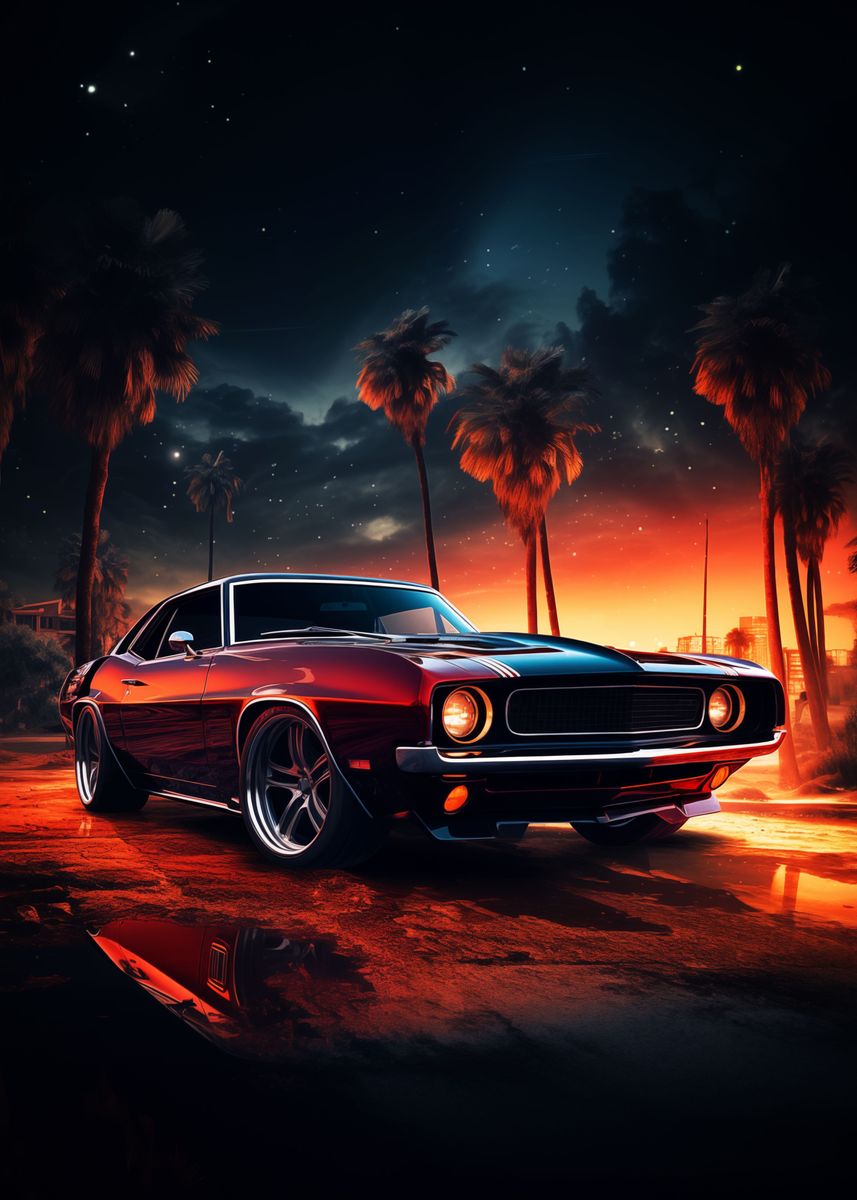 'Dreamscape of a fast car' Poster, picture, metal print, paint by Mehdi ...