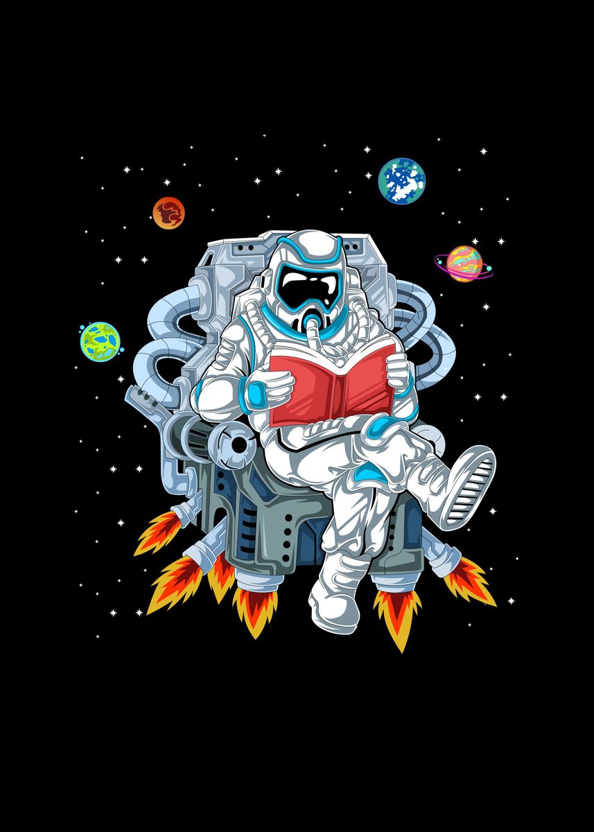 'astronaut reading ' Poster, picture, metal print, paint by Yacoub Al ...