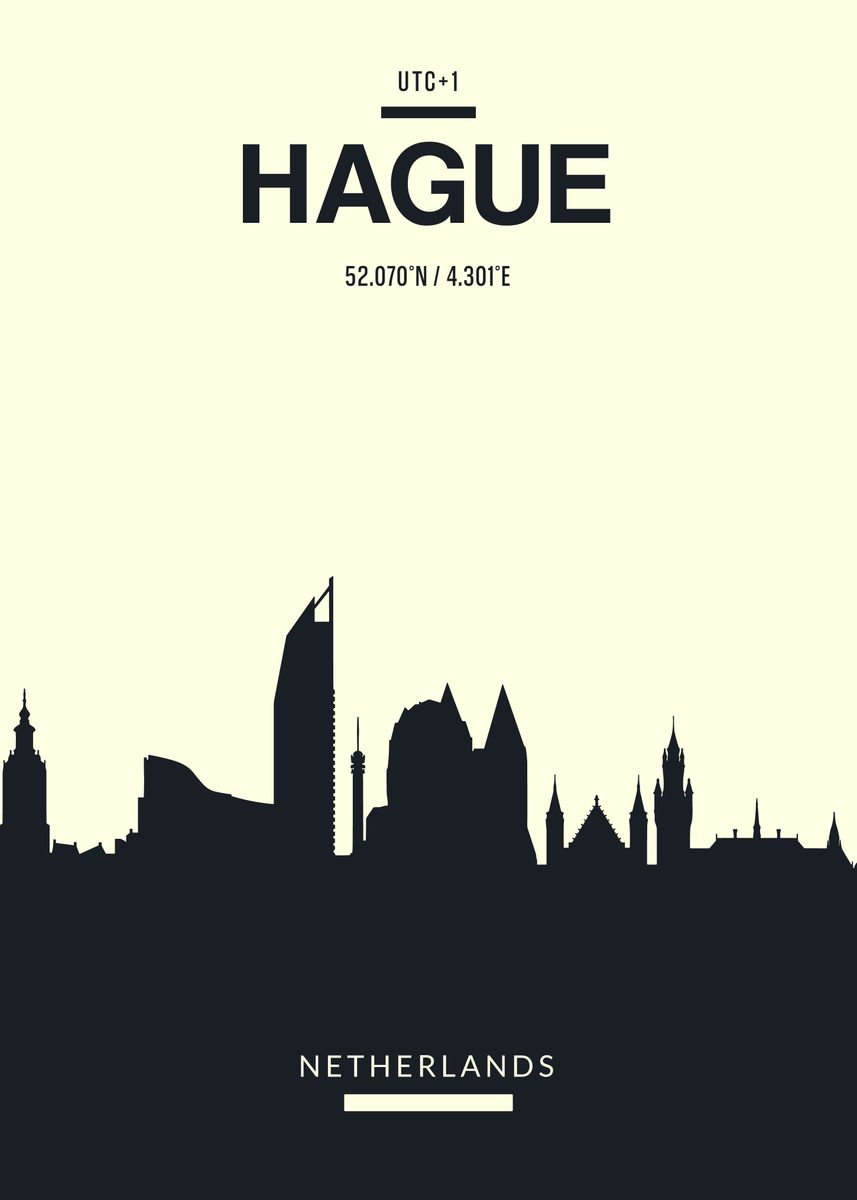 'Hague Skyline Netherlands' Poster, picture, metal print, paint by Zero ...