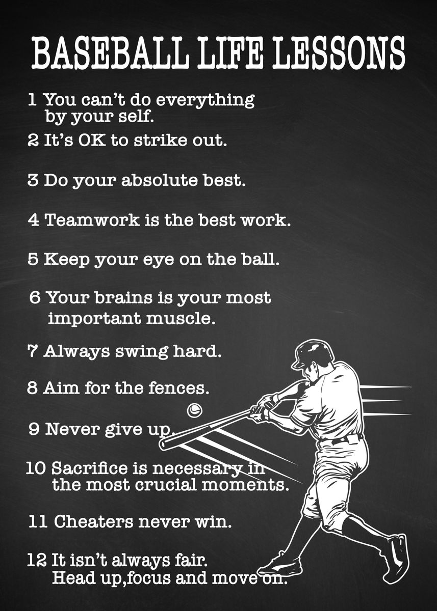 'Baseball life lessons' Poster, picture, metal print, paint by Selja ...