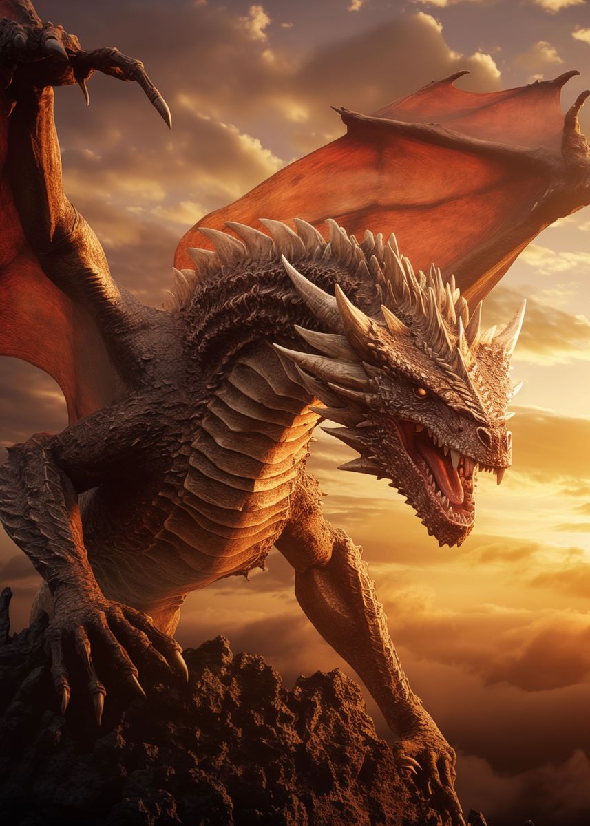 'Legendary Fly Dragon' Poster, picture, metal print, paint by 99 ...