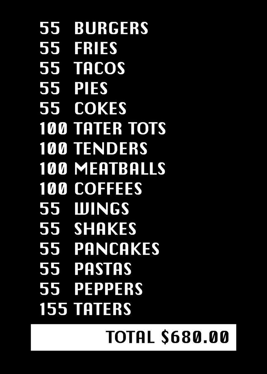 '55 Burgers 55 Fries' Poster, picture, metal print, paint by rocket man ...