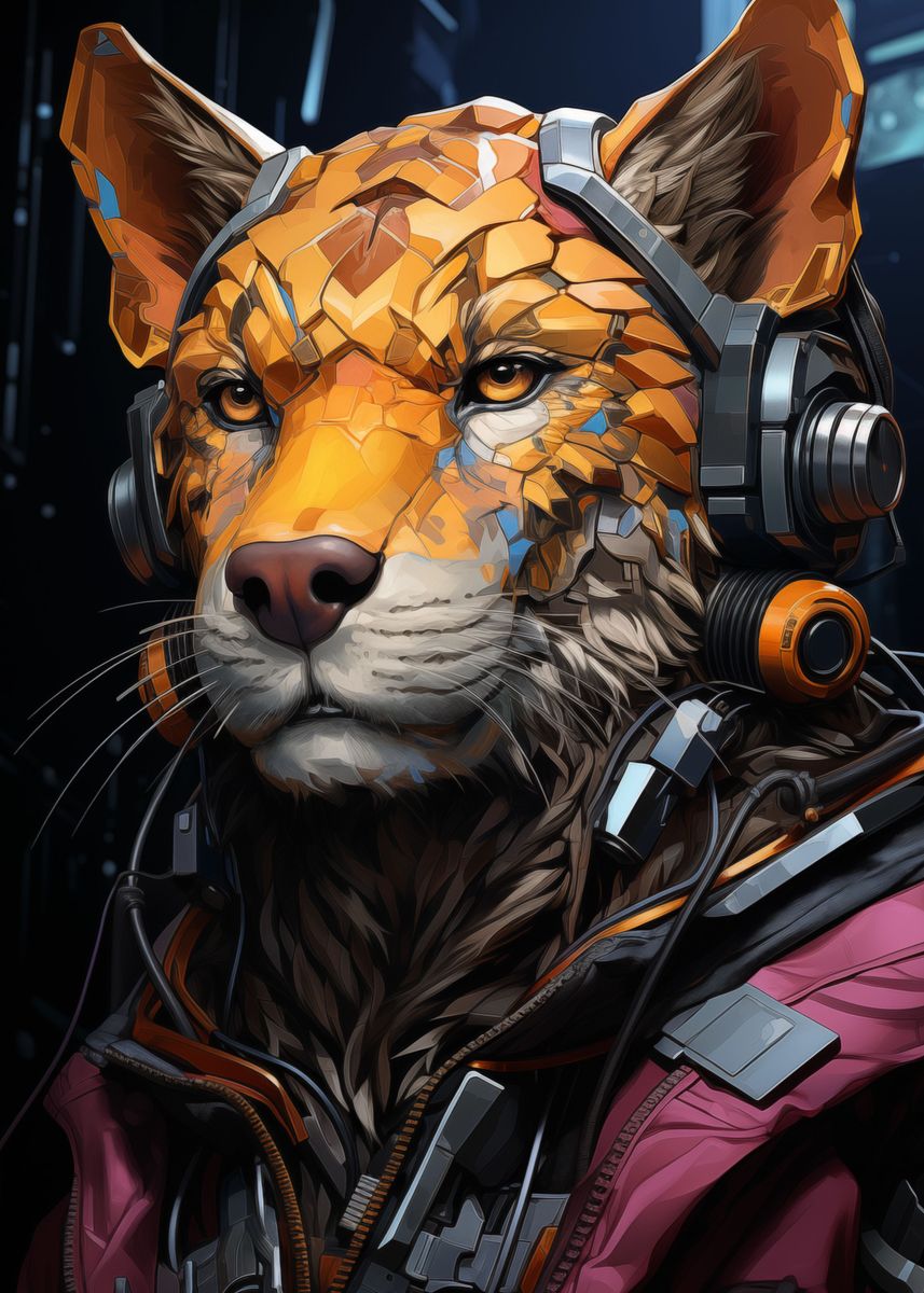'Cyberpunk Feline' Poster, picture, metal print, paint by Danilo de ...
