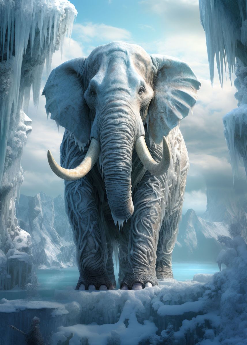 'Elephant in Ice World' Poster, picture, metal print, paint by Frank ...