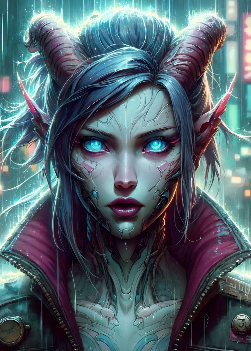 'Cyberpunk fairy' Poster, picture, metal print, paint by Lukasz Kobylka ...