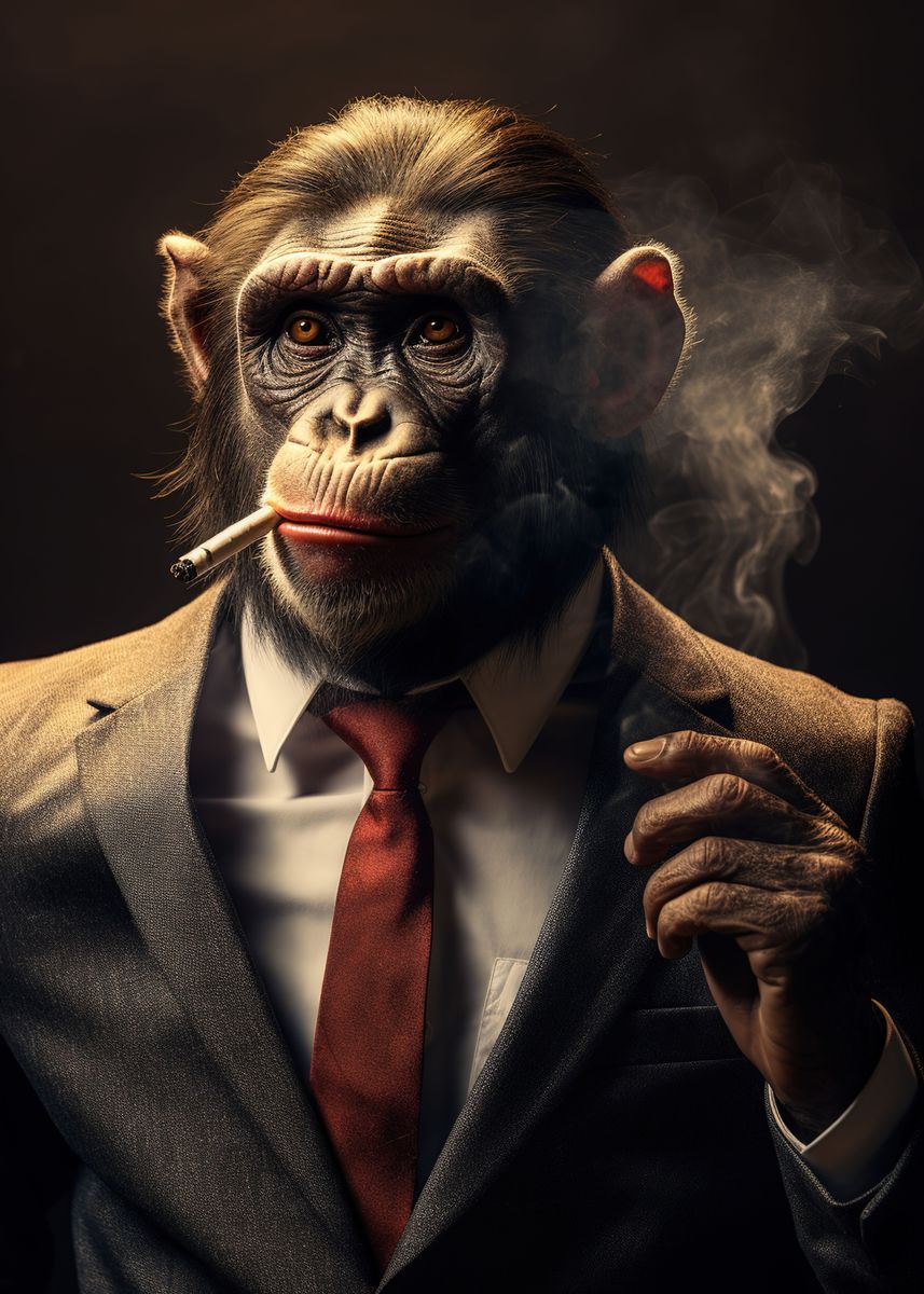 'Monkey Suit Animal' Poster, picture, metal print, paint by Whimsical ...