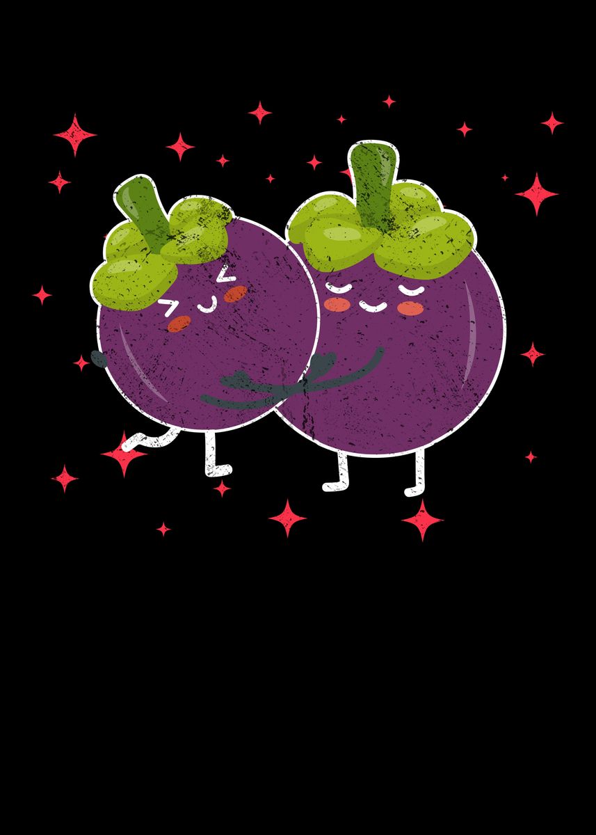 'Cute Mangosteen Couple' Poster, picture, metal print, paint by Lukes ...