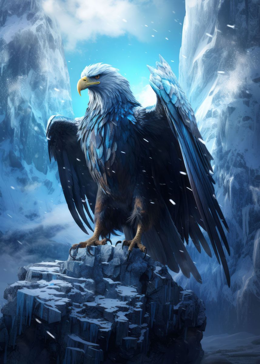 'Frozen Eagle in Ice World' Poster, picture, metal print, paint by ...