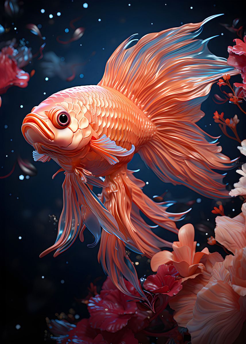 'Golden Fish Aquarium' Poster, picture, metal print, paint by ...