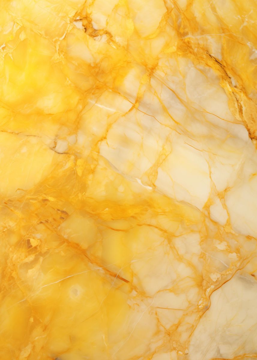 'Yellow Marble' Poster, picture, metal print, paint by Eline | Displate