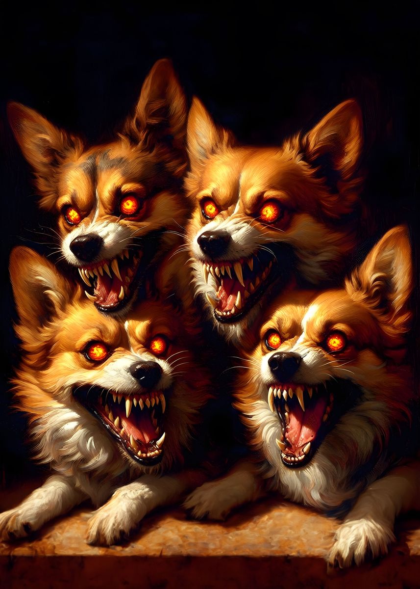 'Aggressive Corgis' Poster, picture, metal print, paint by MaiDesign ...