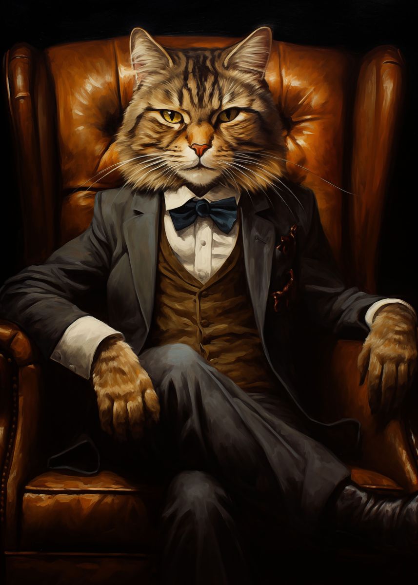 'Boss wants to see you cat' Poster, picture, metal print, paint by ...